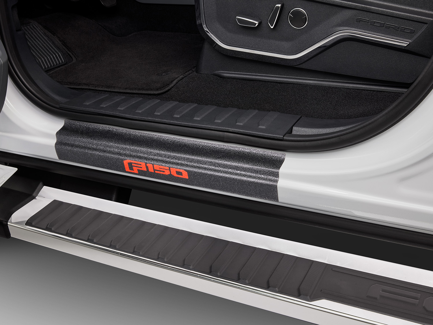 F-150 2021-2026 Tufskinz Red Lettering on Black Texture Door Sill Kit ...